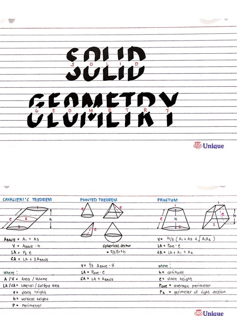 Solid Geometry Formulas | PDF