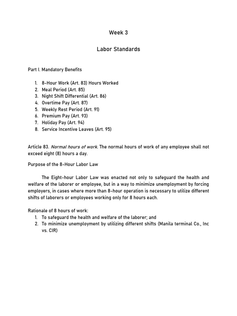 Labor Week 3 Upload | PDF | Working Time | Workweek And Weekend