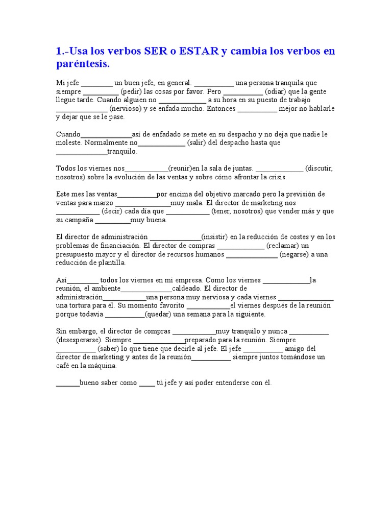 Ejercicios Ser y Estar | PDF