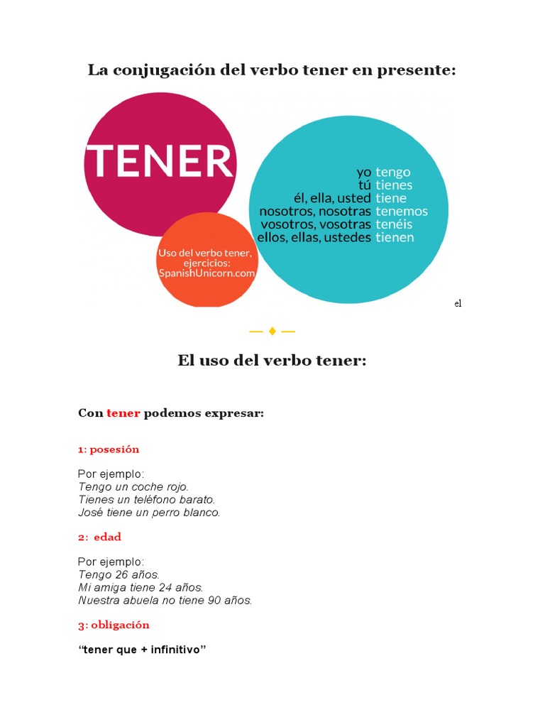 Uso Del Verbo Tener | PDF