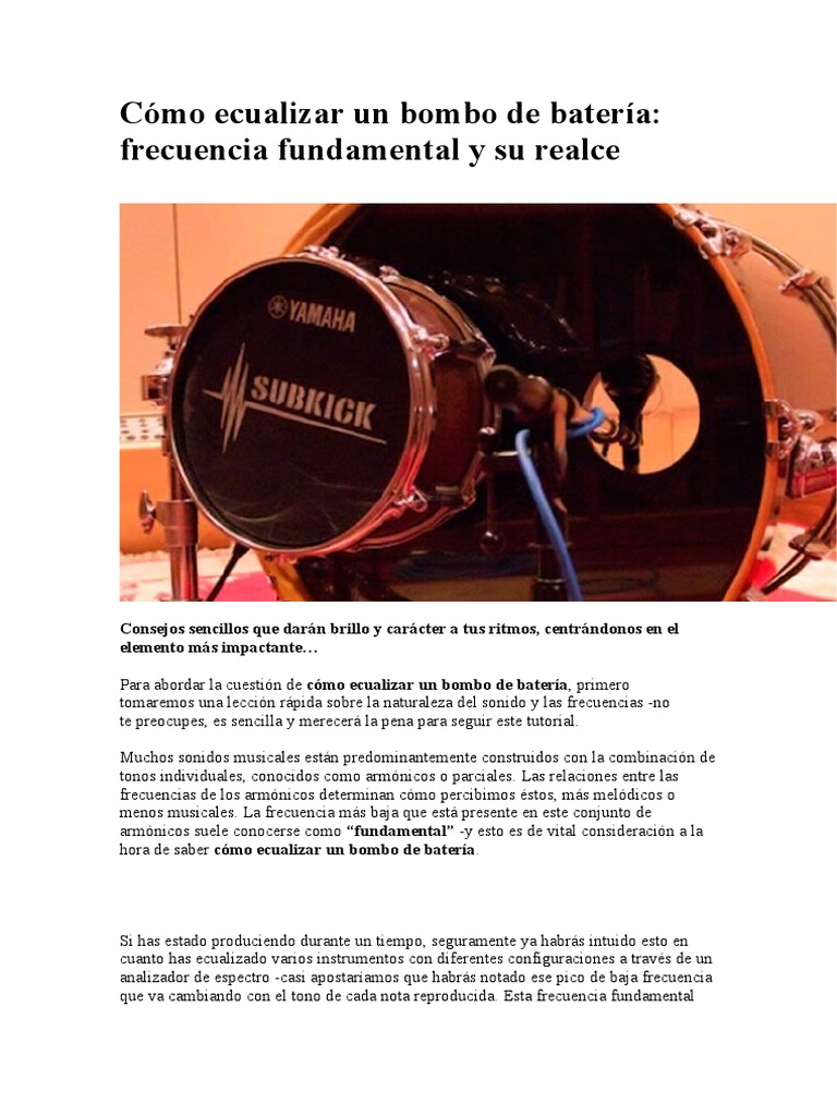 Cómo Ecualizar Un Bombo de Batería | PDF | Sonido | Frecuencia