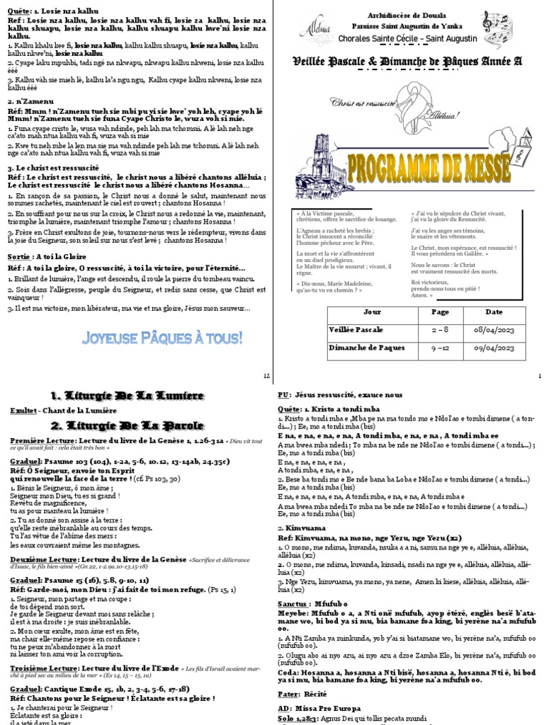 Triduum Pascal Programme de Messe | PDF | Jésus | Pâques
