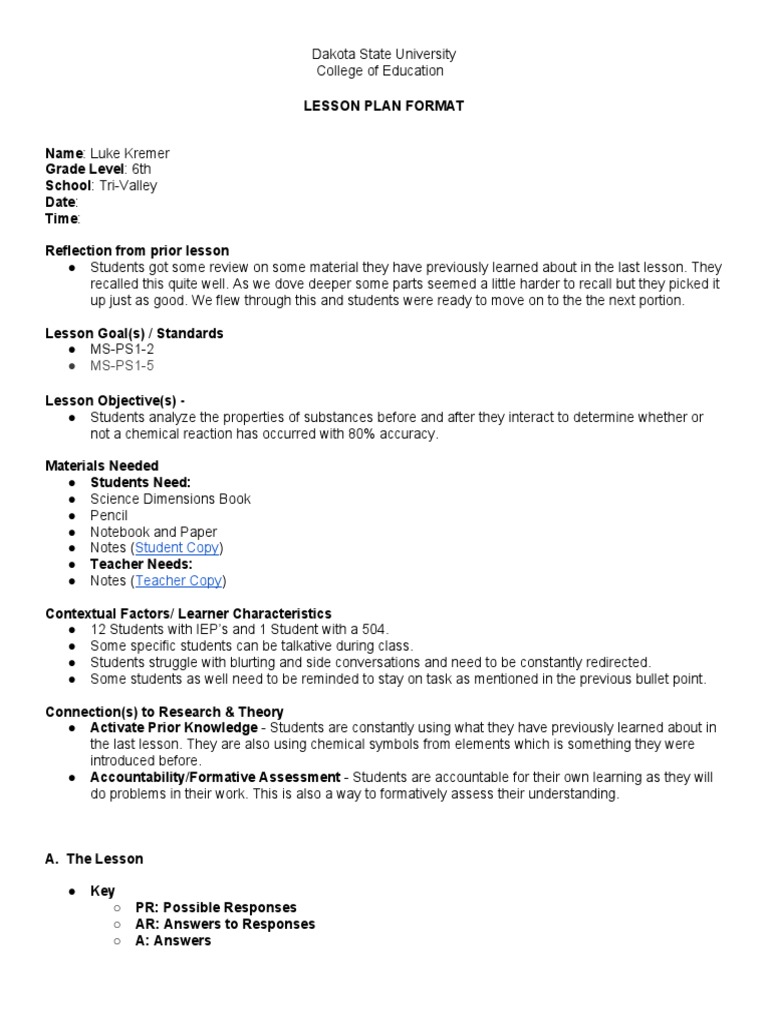 Unit 3 Lesson 2 Chemical Reactions | PDF | Chemical Substances ...