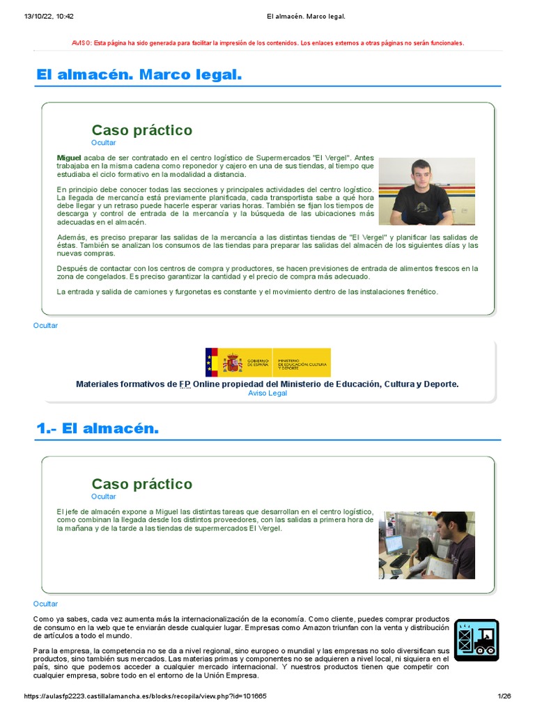 Tema 1 El Almacén. Marco Legal | PDF | Logística | Almacén