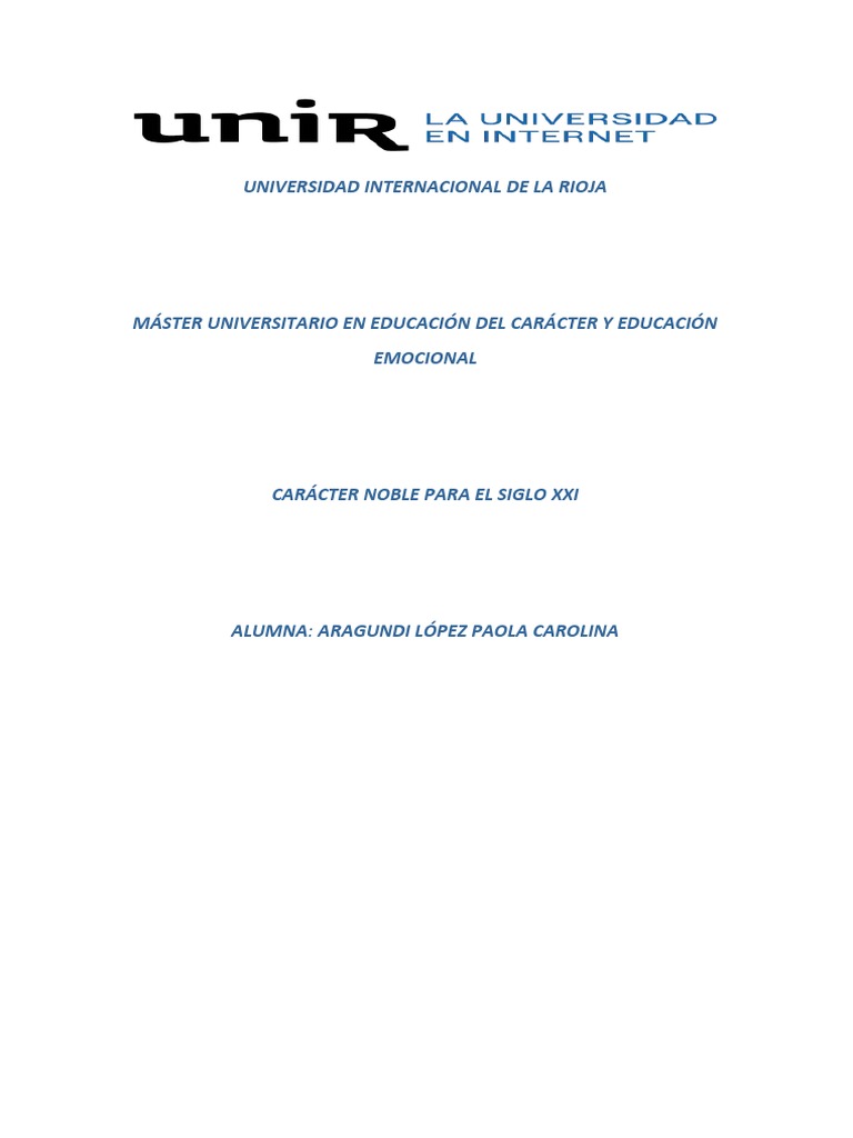 Materia: Carácter y Vida Noble. Análisis Sobre La Nobleza Del Espíritu ...