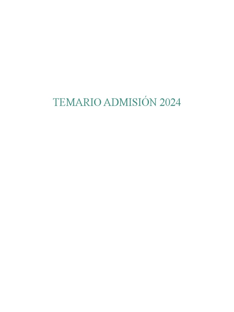 Temario Admisión 2024 | PDF | Biología Celular) | Enlace químico