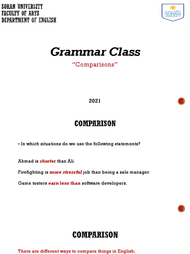 Comparisons in English | PDF | Adjective | Verb