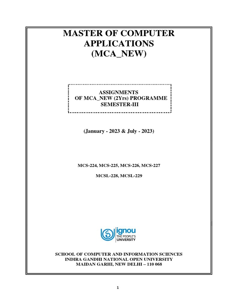 MCA Semester III Assignments 2023 | PDF | R (Programming Language ...