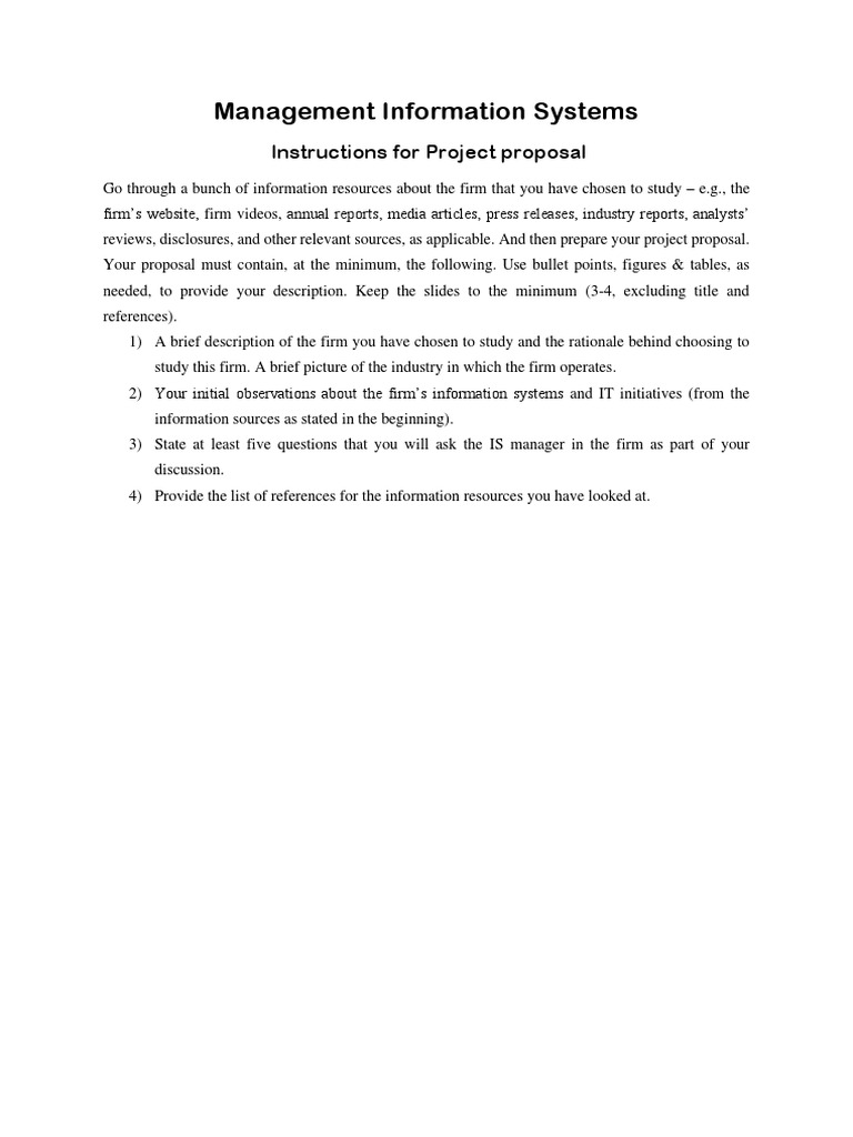 MIS Project Proposal Instructions | PDF