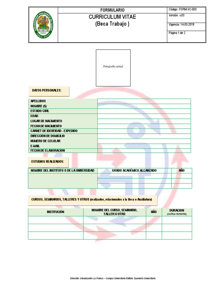 Form-Vc-003 Curriculum | PDF