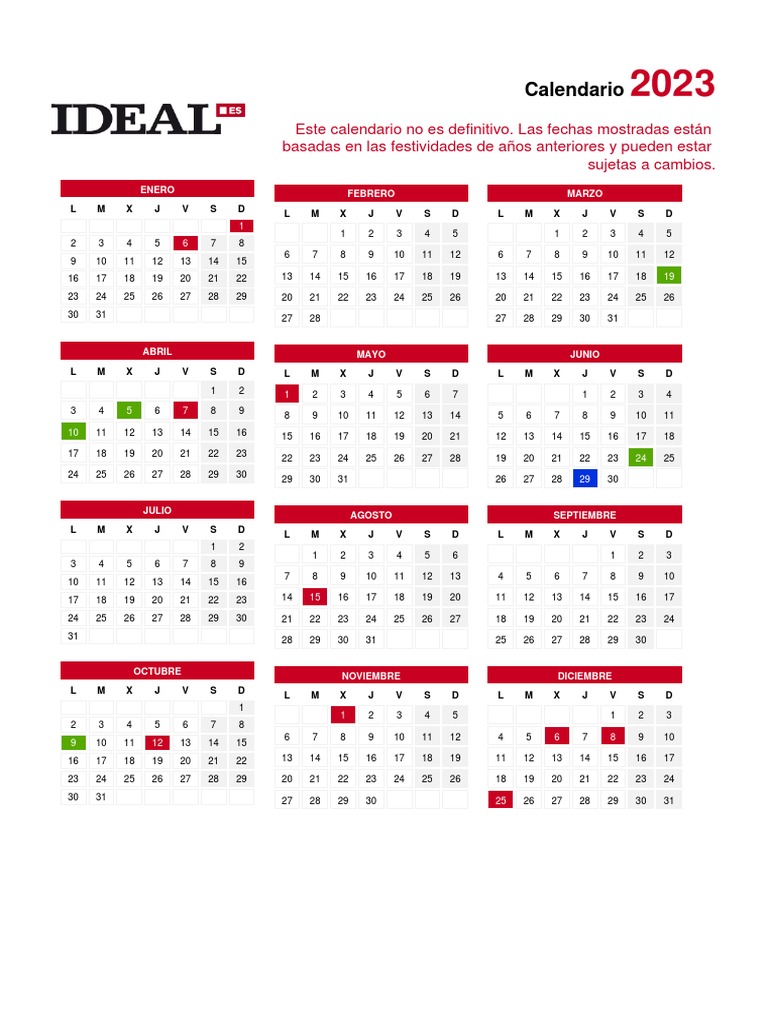 Calendario Laboral Portrait Vinaròs 2023 | PDF | Calendario | Observancias