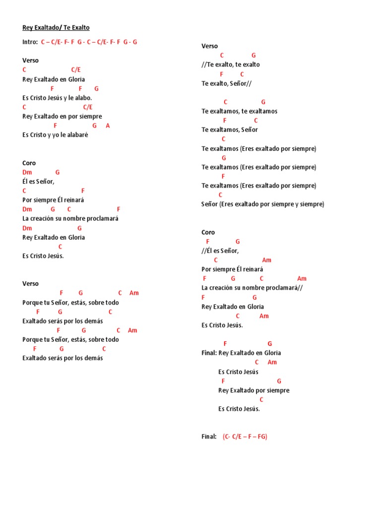 Rey Exaltado - Chords | PDF | Jesús | Contenido bíblico