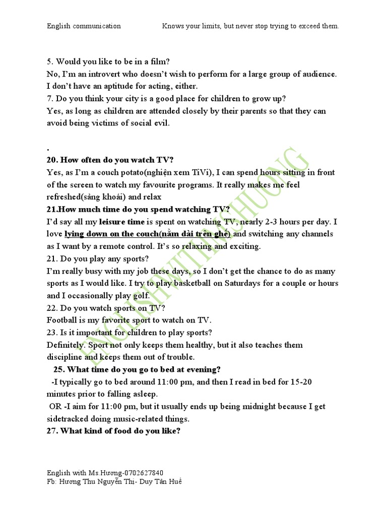 How Often Do You Watch TV? | PDF