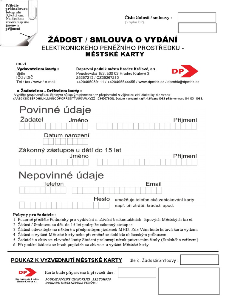 Zadost o Vydani Mestske Karty HK | PDF