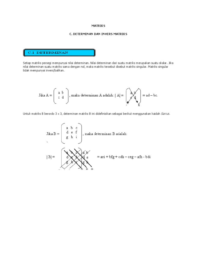 Determinan dan Invers Matriks 3x3 | PDF