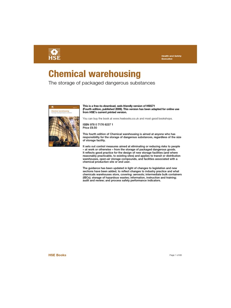 HSE UK hsg71 Chemical Warehousing | PDF | Dangerous Goods ...