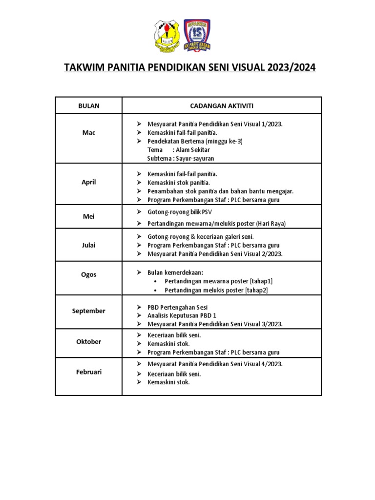 Takwim-Tahunan-Panitia-Psv 2023 | PDF