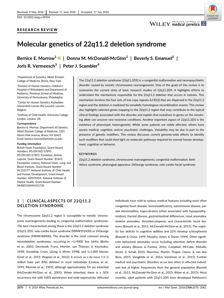 10 2018 DiGeorge Molecular Genetics of 22q11.2 Deletion Syndrome | PDF ...