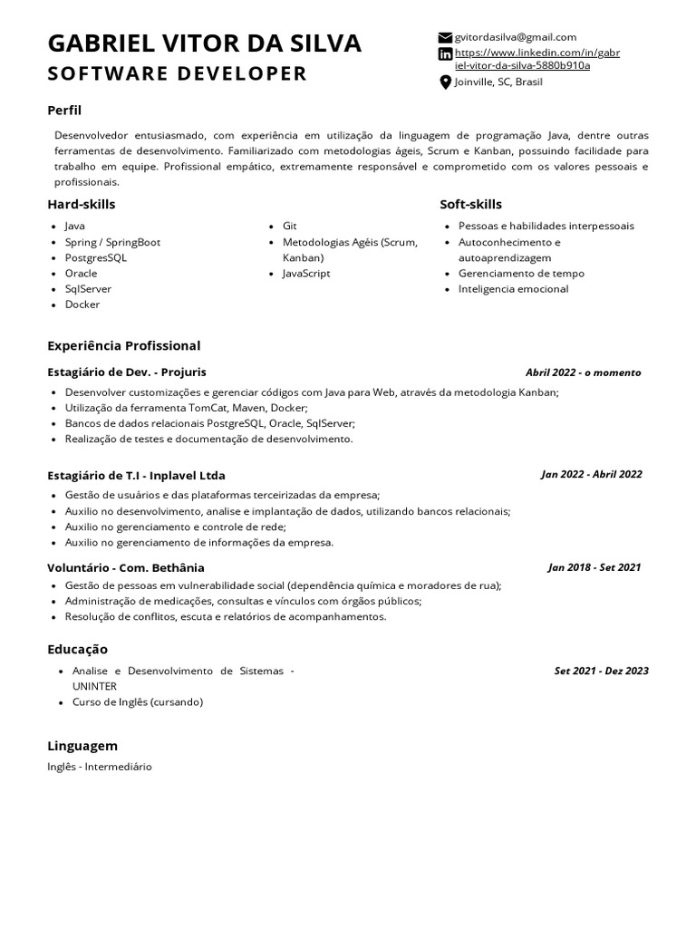 Curriculo Gabriel Vitor Da Silva | PDF | Desenvolvimento ágil de ... Curriculo Gabriel Vitor Da Silva | PDF | Desenvolvimento ágil de ...