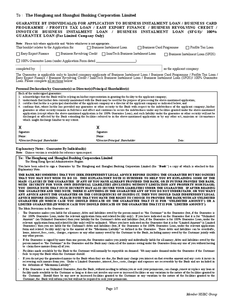 HSBC guarantee document explained | PDF | Guarantee | Loans