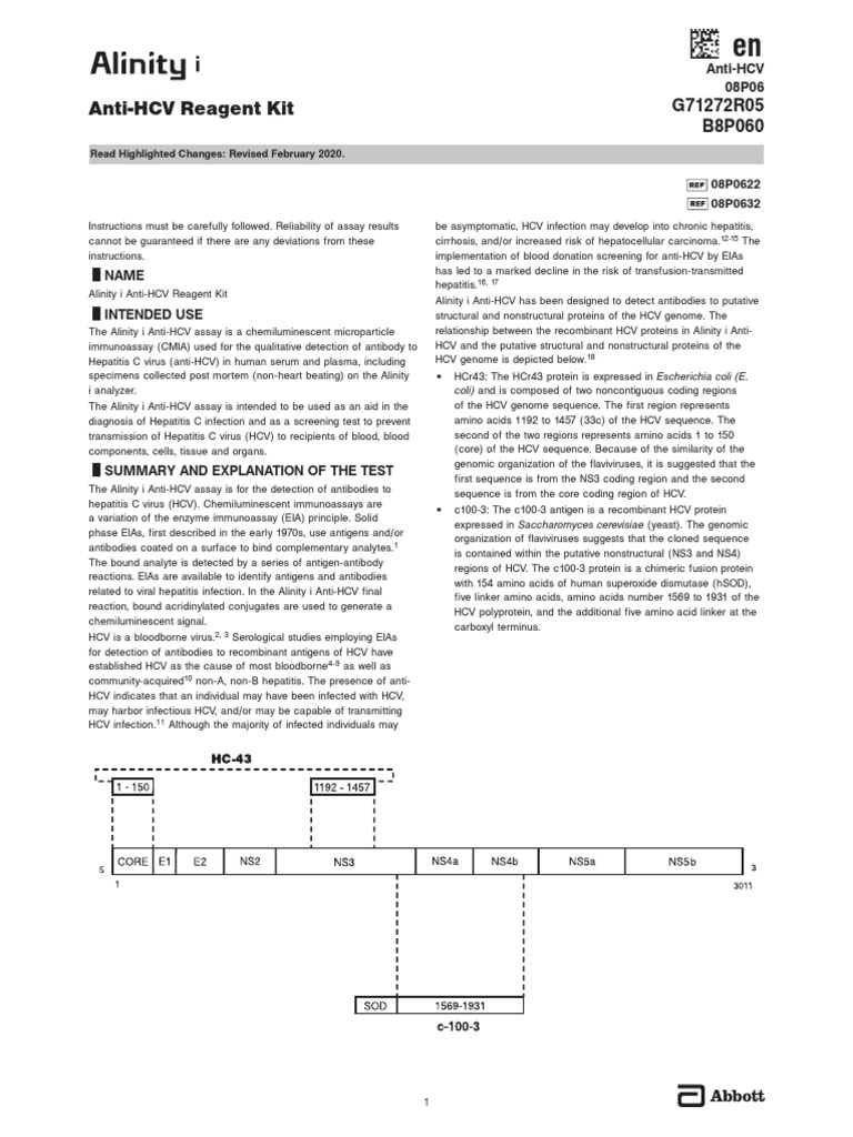 Anti-HCV Reagent Kit: B8P060 G71272R05 | PDF | Hepatitis C | Immunoassay