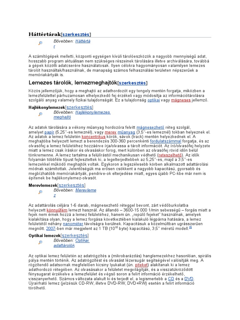 Lemezes Tárolók, Lemezmeghajtók: Háttértárak | PDF