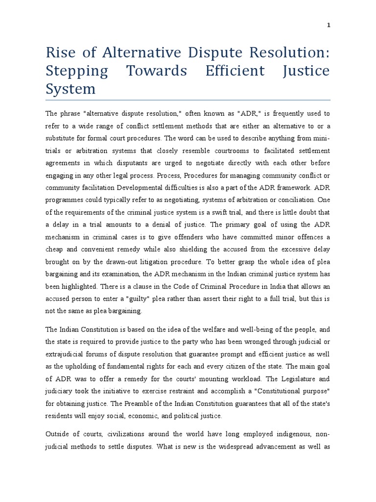 Rise of Alternative Dispute Resolution | PDF | Alternative Dispute Resolution | Mediation