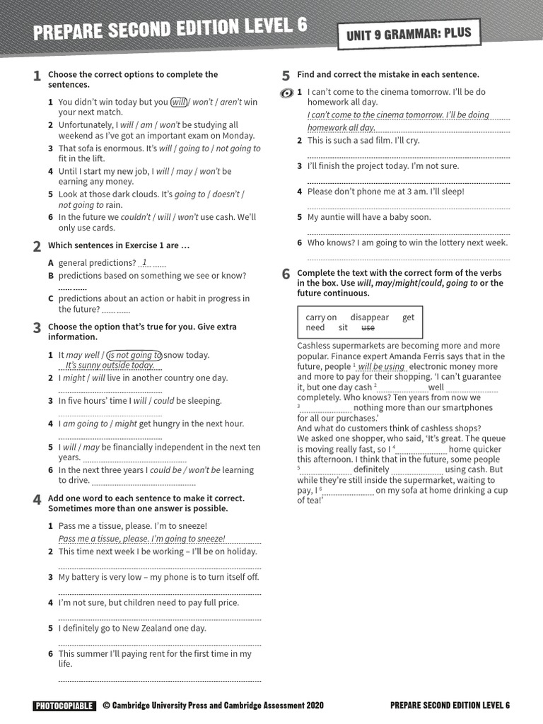 Prepare Second Edition Level 6: Unit 9 Grammar: Plus | PDF | Supermarket