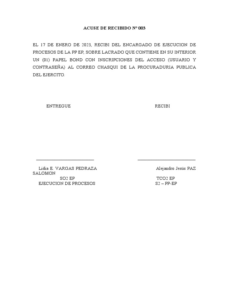 Acuse de Recibido #003 | PDF