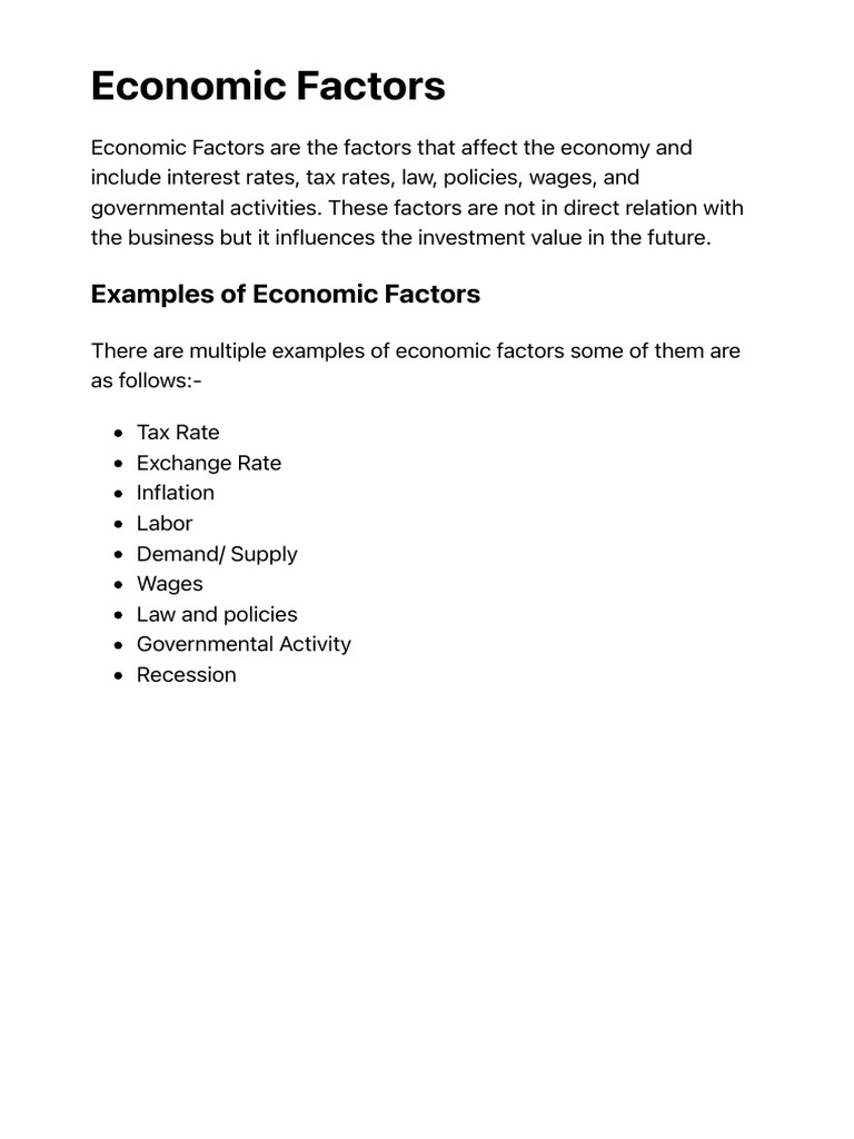 Top Economic Factors Impacting Business | PDF | Labour Economics ...