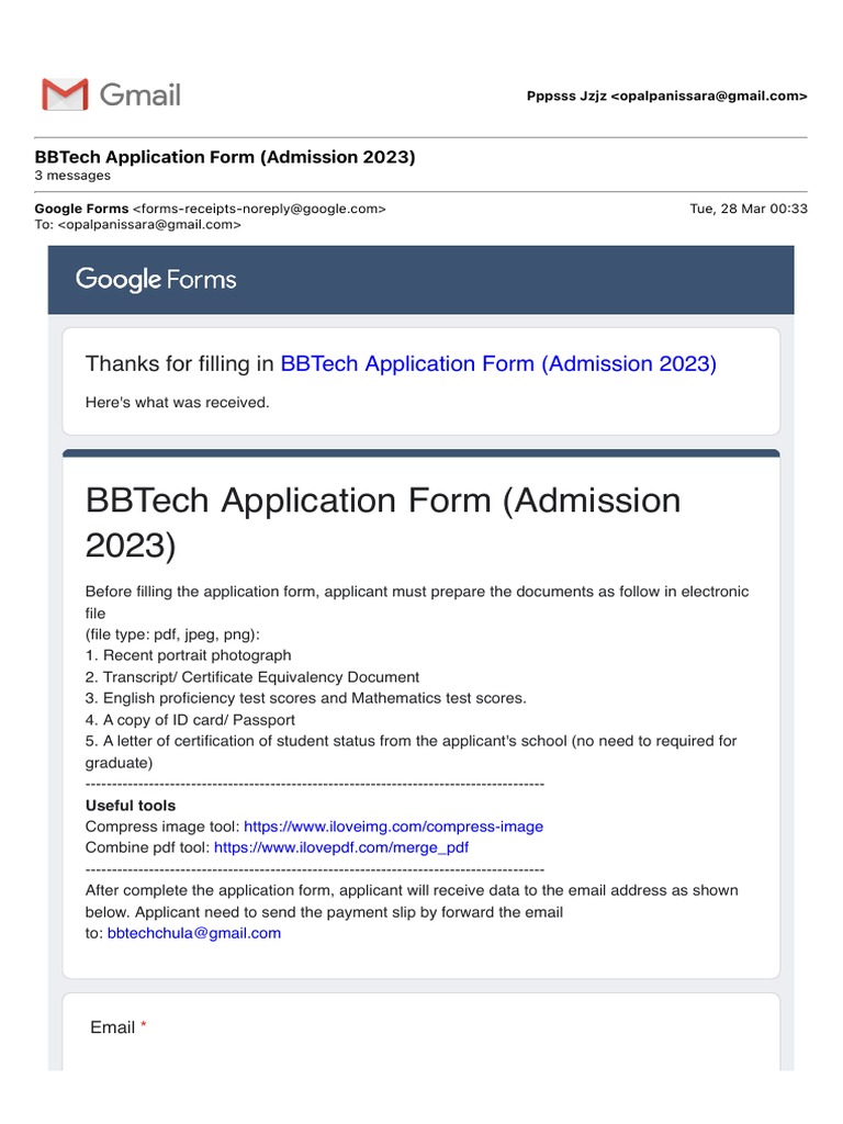 BBTech Application Form (Admission 2023) | PDF | Sat | University And College Admission