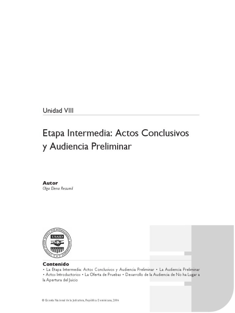 CPP Etapa Intermedia Actos Conclusivos y Audiencia Preliminar | PDF | Procedimiento Criminal ...