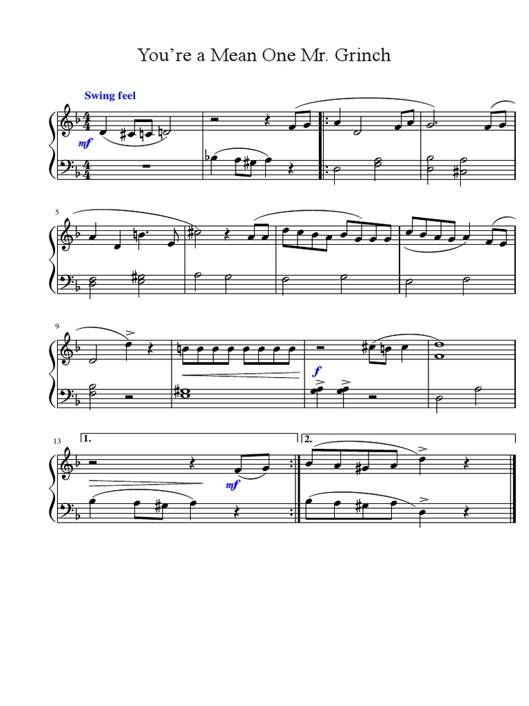Youre A Mean One MR Grinch | PDF
