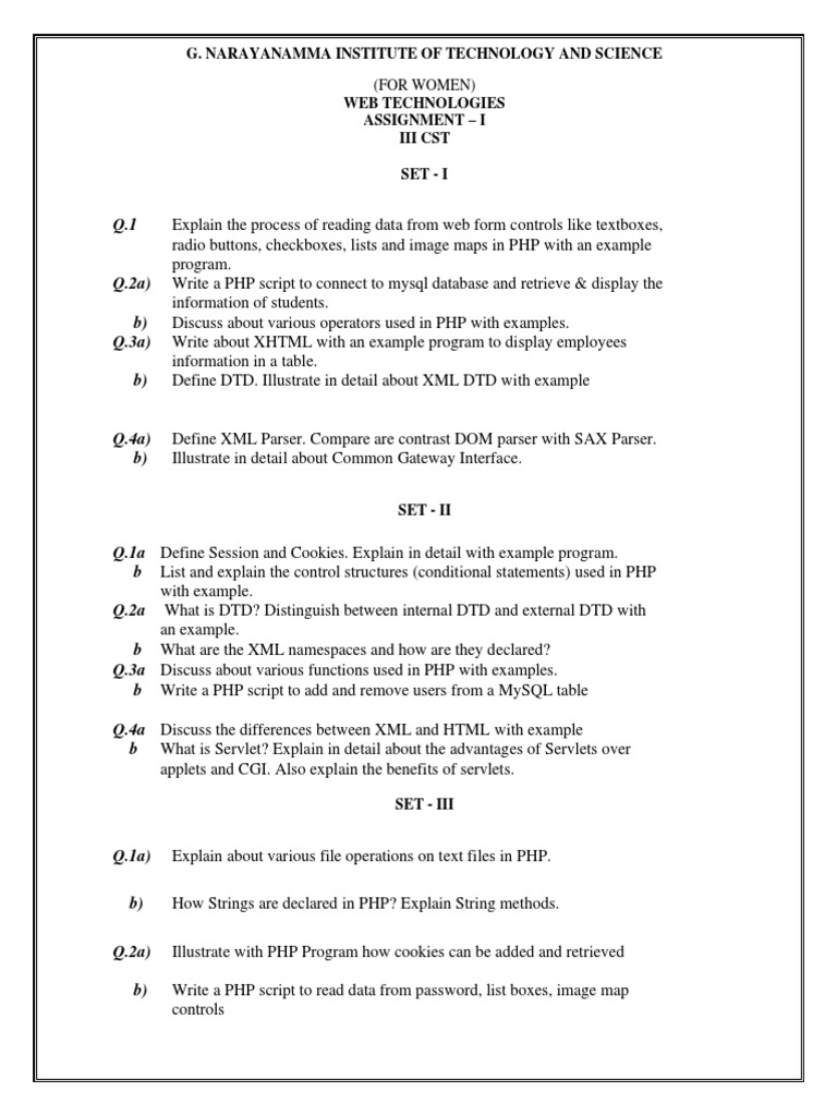 Web Technology Assignment | Download Free PDF | Xml | Php