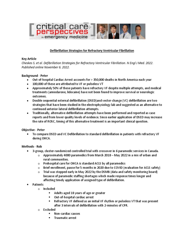 Defibrillation Strategies For Refractory Ventricular Fibrillation ...
