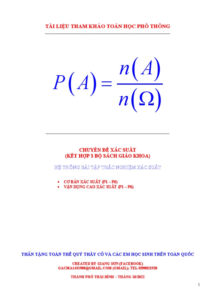 He Thong Bai Tap Trac Nghiem Xac Suat | PDF