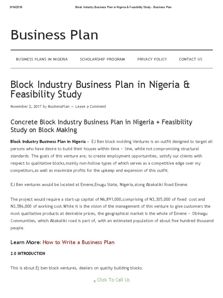 Block Industry Business Plan in Nigeria Amp Feasibility Study Business ...