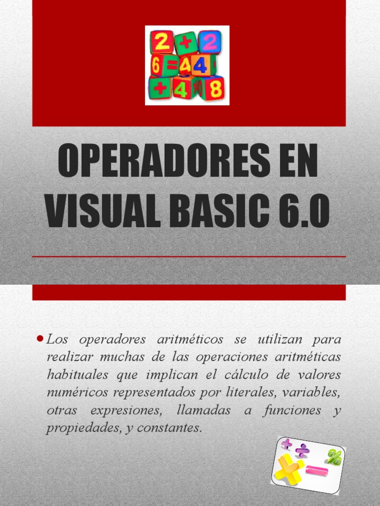 Operadores en Visual Basic 6.0 | PDF | División (Matemáticas) | Matemáticas