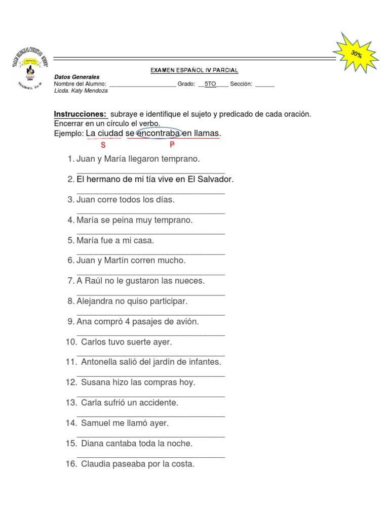 EXAMEN ESPAÑOL IV PARCIAL 5to | PDF | Operaciones militares