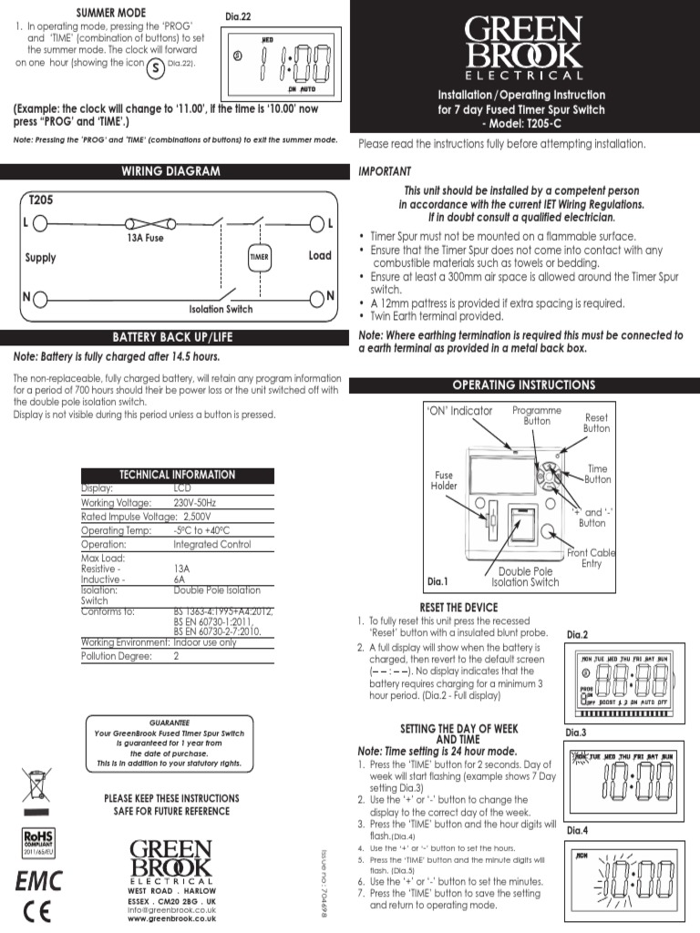 T205C Instructions | PDF | Switch | Electrical Engineering