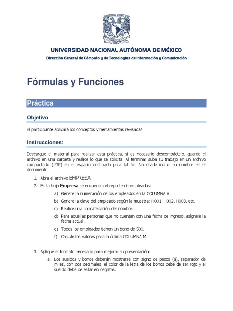 Practica Formulas Funciones | PDF | Informática | Ciencias de la Computación