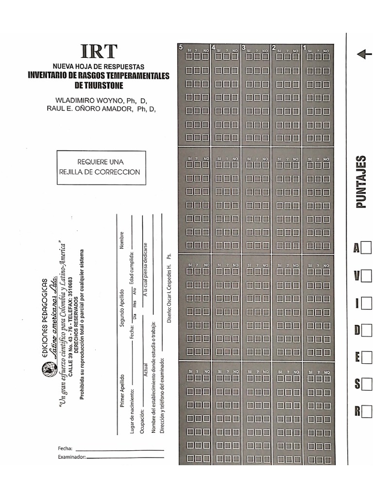 Hojas de Respuestas IRT | PDF