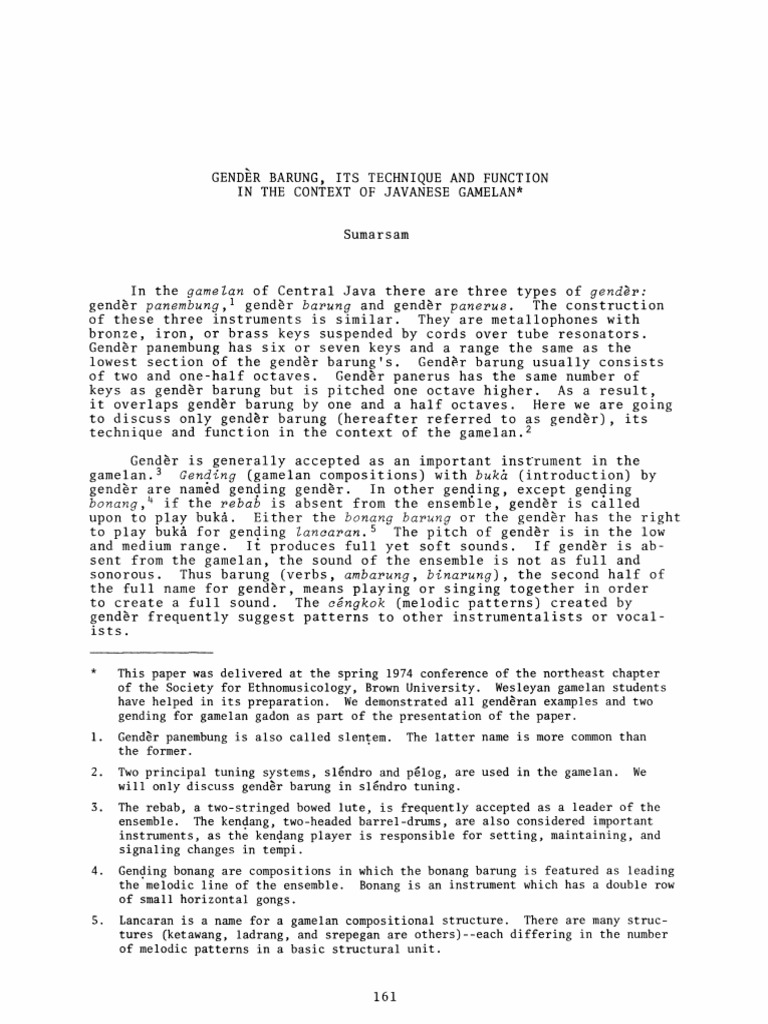 Gender Barung, Its Technique and Function in The Context of Javanese ...