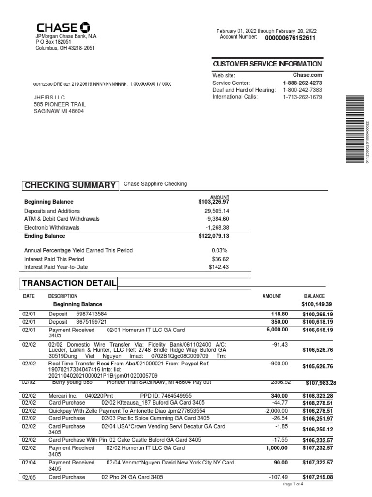 February 2022 Bank Statement | PDF | Banks | Receipt