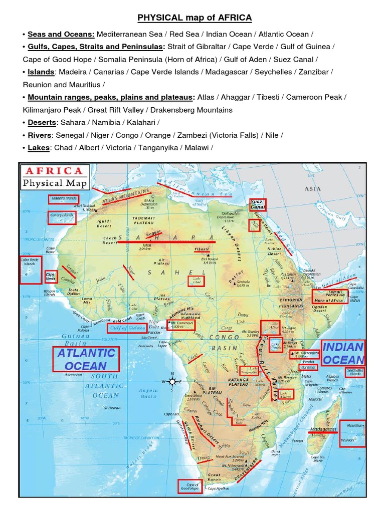 AFRICA (Physical) LIST and MAP | PDF