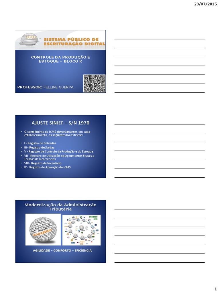 Slides Palestra Bloco K | PDF | Inventário