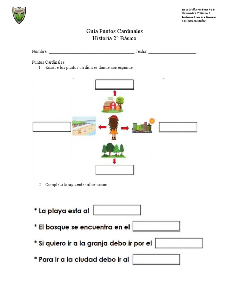 Guía para Completar Puntos Cardinales | PDF