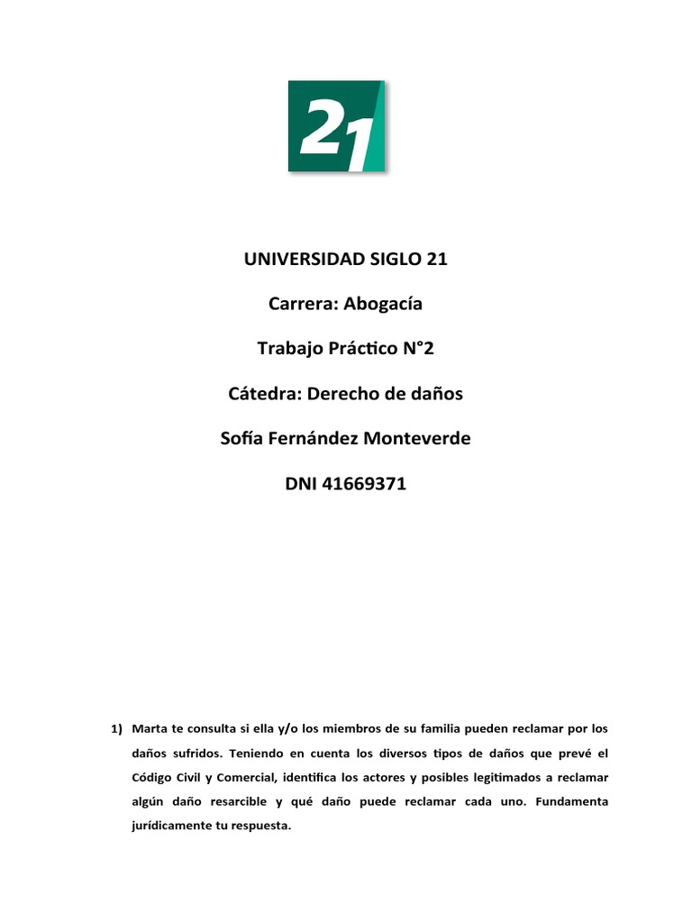 TP 2 Daños | Descargar gratis PDF | Daños y perjuicios