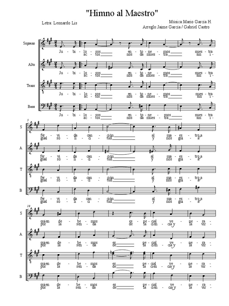 Himno Al Maestro (Arr | PDF