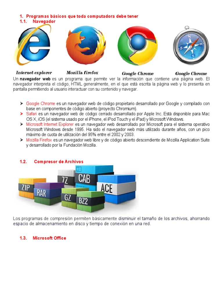 Programas Básicos Que Toda Computadora Debe Tener | PDF | Archivo de ...